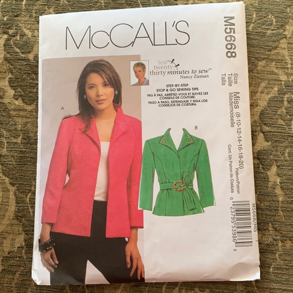 McCALLS | Other | Sewing Pattern Mccalls M5668 Jacket Sz 82 Factory ...